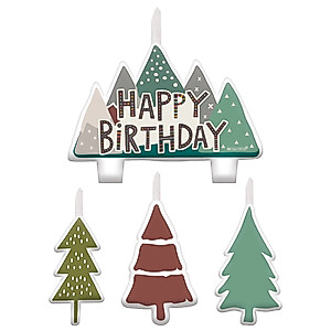 Wilderness Adventure Birthday Multicolor Candle Set - 1 Pc. (Large 3 1/2 " x 2 ") (3 Small, 1 1/4"-1 1/2") - Perfect Size for Cake Decor