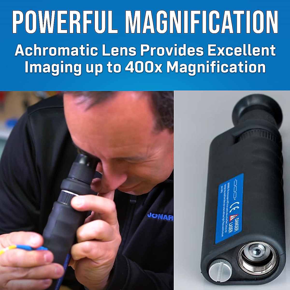 Jonard Tools FIM-400 Fiber Optic Inspection Microscope 400x with FC/SC/ST and LC Adapters