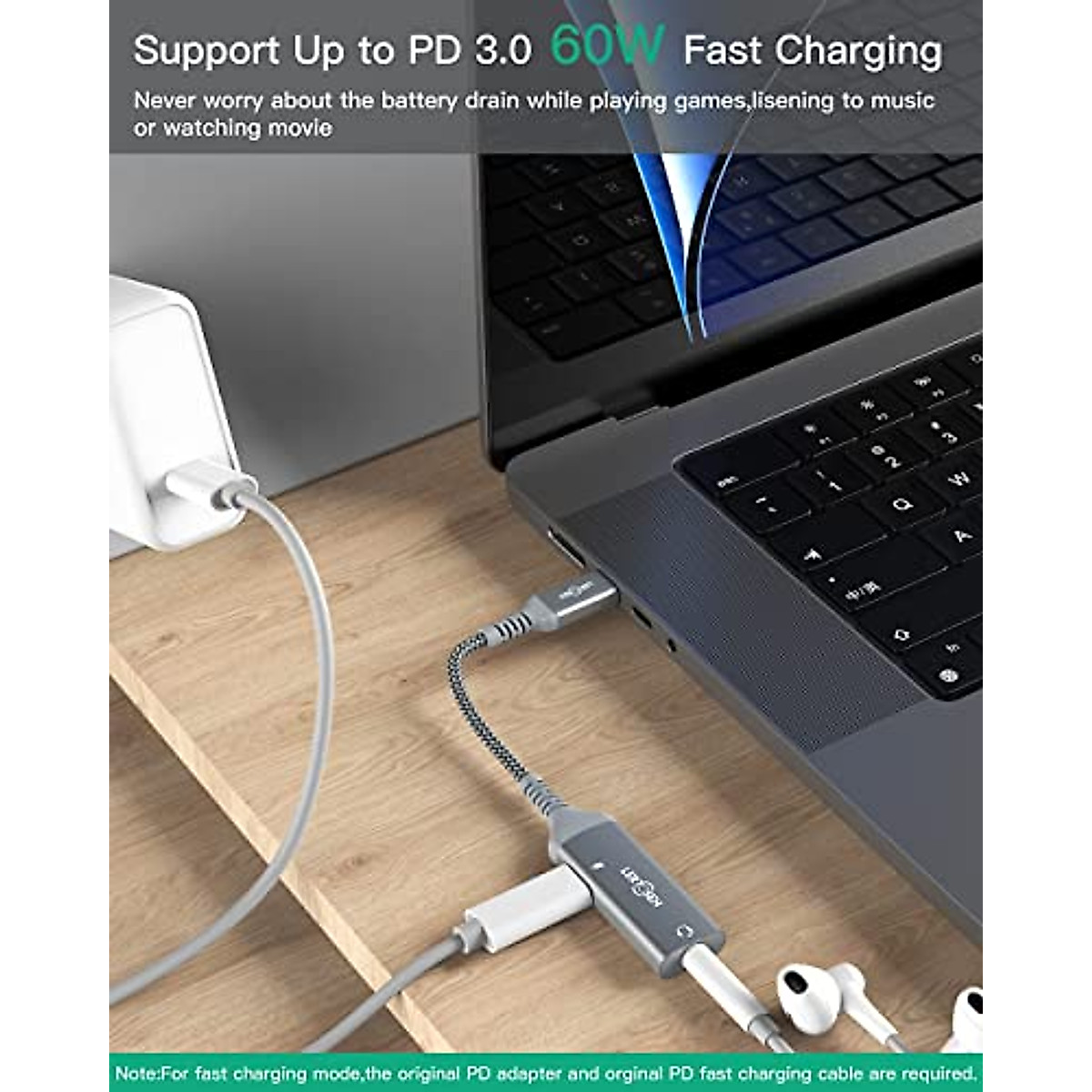 LERTOSEN 2 in 1 USB C to 3.5mm Headphone and Charger Adapter + USB Type C to 3.5mm Female Headphone Jack Adapter (Bundle)