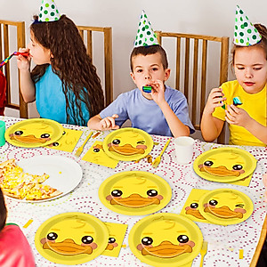 gisgfim 96 Pcs Duck Plates and Napkins Party Supplies Duck Themed Party Tableware Set Duck Birthday Party Decorations Favors for Kids Birthday Baby Shower Serves 24 Guests