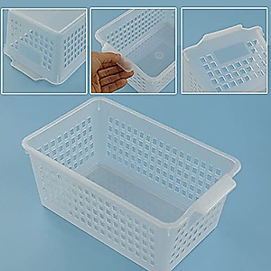 Qskely Plastic Clear Storage Basket, Rectangle, Pack of 6