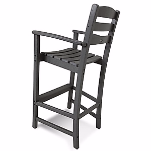 POLYWOOD TD202GY La Casa Café Bar Arm Chair, Slate Grey