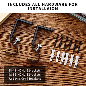 2 Pack Modern Curtain Rod, End Cap Style Design, Curtain Rods for Windows 48 to 84 Inch, Blackout Wrap Around Curtain Rod, Indoor and Outdoor, 48-86 Inch, Black