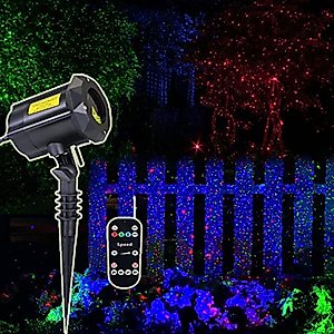 LedMall Christmas Laser Projector Lights Outdoor, Motion Firefly Red, Green and Blue with Remote Control and Security Lock