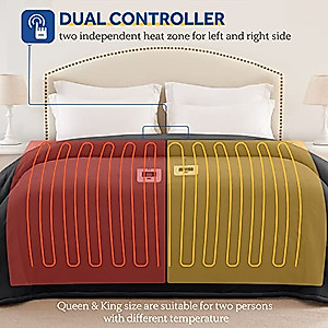 SEALY Heated Electric Blanket Queen Size, Flannel Electric Blanket with 10 Heating Levels & 1-12 Hours Auto Shut Off, Fast Heating Warming Blanket, Machine Washable, Grey, 84 x 90 Inch