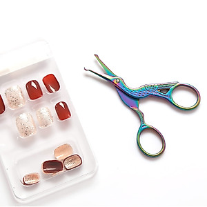 YJSStriving Nose Hair Scissors Rounded Tip Facial Hair Scissors Blunt Tip Scissors for Eyebrows Facial Hair, Nose Hair, Mustache, Eyelashes, Beard Trimming (Rainbow)