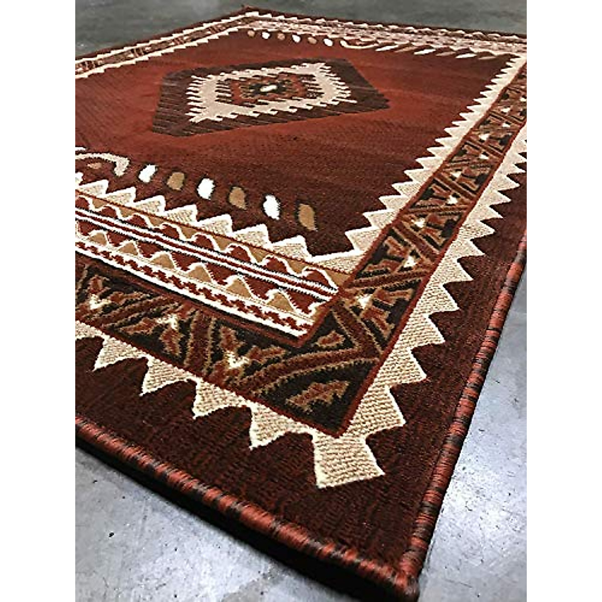 Kingdom South West Native American Area Rug Rust Brown Beige Design D143 (5 Feet 2 Inch X 7 Feet)
