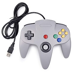 MODESLAB USB N64 Controller, Retro Classic Wired N64 Controllers 64 Bit Remote Gamepad Joystick for Windows PC Linux Mac Raspberry Pi 3 - Gray