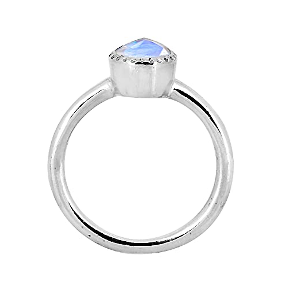 YoTreasure Moonstone Ring Solid 925 Sterling Silver Gemstone Jewelry