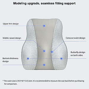 FZZDP Memory Foam Lumbar Support Cushion for Back Waist Orthopedic Pillow Office Chair Cushion Car Seat Massage Pad