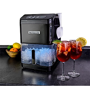 Igloo Thermostar 40-Pound Nugget Ice Maker with Auto-Clean and LED Panel, Ice Scoop, Black Stainless