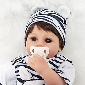 ENADOLL Reborn Baby Doll Realistic Silicone Vinyl Baby 16 inch Weighted Soft Body Lifelike Doll Gift Set for Ages 3+(Zebra Boy)