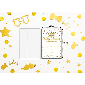 Baby Shower Cards Kit,A Little Princess Set of 25 Baby Shower Invitations with Envelopes, Book Request Cards for Baby Shower,Pink & Gold Baby Shower Party Favor Decoration(11)