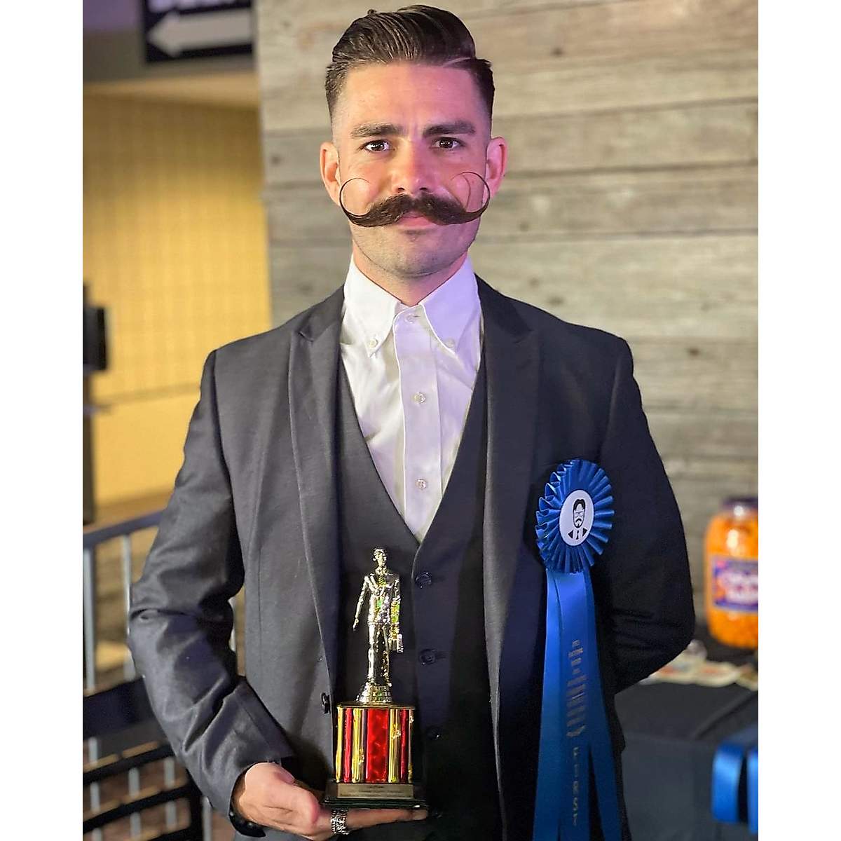 THE VINTAGE GROOMING CO. Bare Bones Medium Hold Mustache Wax and Death Grip Mustache Keychain Comb Set