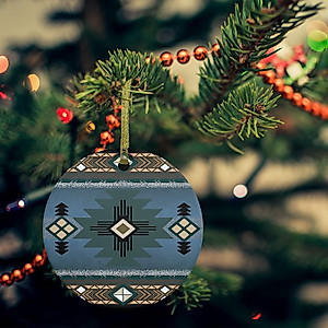 Western Southwest Ornament Thanksgiving Christmas Ornaments,Personalized Pendant for Halloween Xmas Thanks Day Indoor Outdoor Home Decor,Women/Men Gifts Decoration,Native American Indian Tribal Ethnic