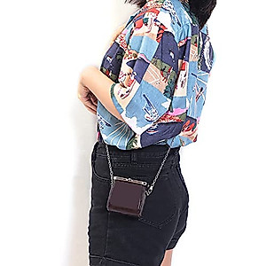 ROUROU Clutch Bag for Women Genuine Leather Wallet Kiss Lock Shoulder Bag Small Crossbody Bag Retro Coin Purse