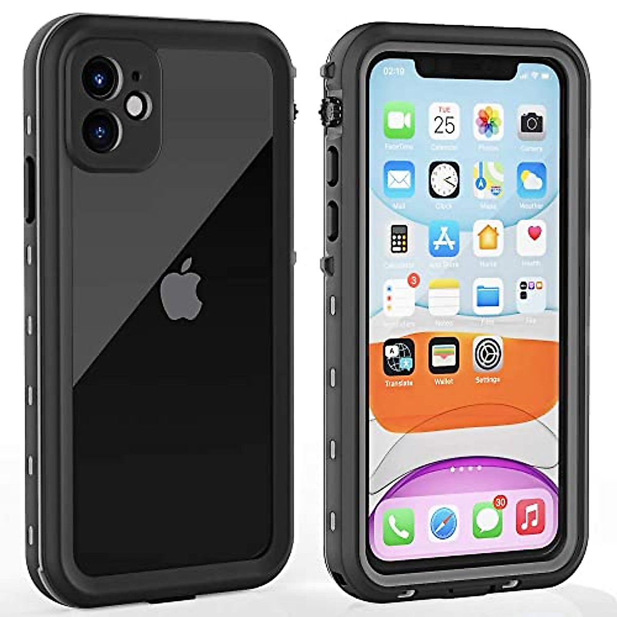 ZWWADR iPhone 11 Waterproof Case with Screen Protector Full Body Protector Shockproof Dustproof Dirtproof Heavy Duty IP68 Waterproof Case for iPhone 11(6.1inch) (Clear)