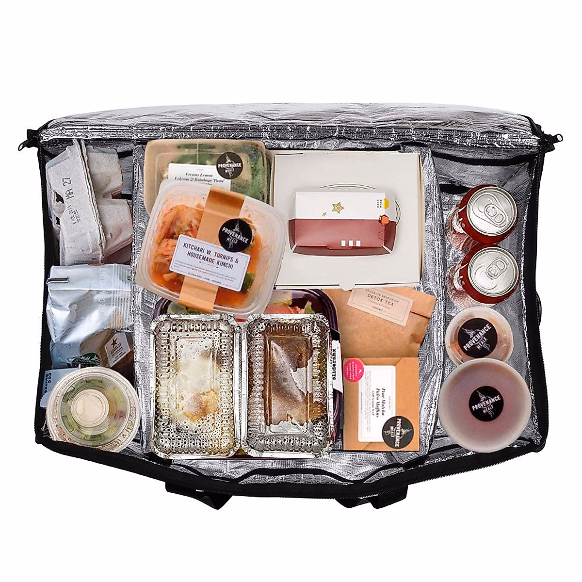 cherrboll Insulated Food Delivery Bag, Commercial Grade Food Warmer with Detachable Dividers & Shoulder Strap, Thick Thermal Carrier for Restaurant Catering Transport