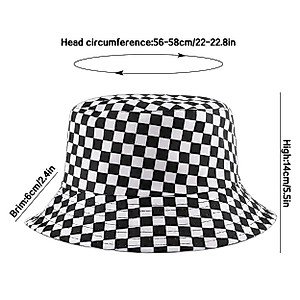 XYIYI Black White Checkered Flag Bucket Hat Trendy Fishing Hat for Women Teen Girls, Reversible Double Side