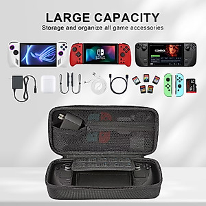 Gepicest Carrying Case for Steam Deck Rog Ally Switch Oled Hori Split Pad Pro Handheld Console Gaming Accessories Dock Station AC Charger Large Travel Portable Game Case Black