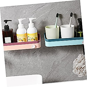 Healeved 3pcs Shampoo Holder Organizer Wall Shower Shelf Rack Kitchen Wall Punch Free Supportor Practical Rack Commodity Shelf Storage Rack Toothpaste Holder Soap Holder Suction Wall