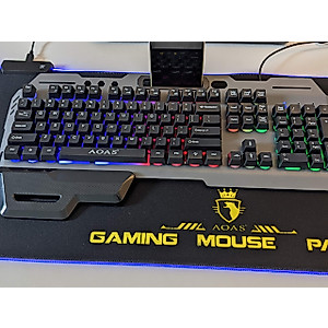 Illuminated Gaming Keyboard Model M-1000, Ergonomic Design, Waterproof and Anti-Skid Design, Support Multiple System, Constant Light/Breathing Mode Switch, Strong USB Cable 1.5m (5 ft.)