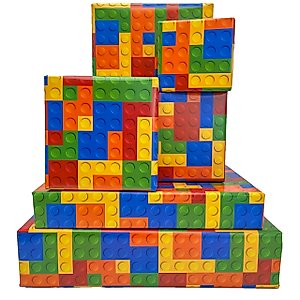 Dtiafu Building Blocks Wrapping Paper - Birthday Wrapping Paper for Kids Boys Girls - 20 X 28 Inch Per Sheet (6 Sheet)