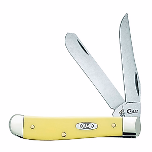 CASE XX WR Pocket Knife Yellow Synthetic Mini Trapper Carbon Steel Item #029 - (3207 CS) - Length Closed: 3 1/2 Inches