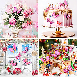 Amaxiu Double Layer Butterfly Wall Decor, 24pcs Magnetic 3D Butterfly Wall Decals Removable Butterfly Wall Stickers 3D Butterfly DIY Decorations Wall Art Decor Crafts for Party Bedroom(Pink)