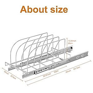 FANHAO Slide Out Cutting Board, Bakeware, and Tray Organizer, Pull Out Kitchen Cabinet Organizer Pan and Pot Lid Organizer, Sliding Rack for Cookie Sheet- 10 inch wide x 20.9 inch deep – Chrome