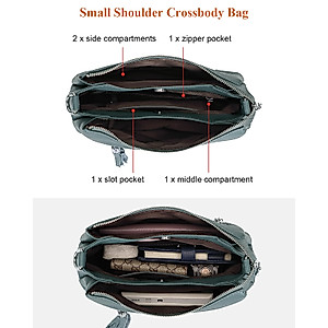 Over Earth Genuine Leather Handbags for Women Small Crossbody Purse Ladies Hobo Shoulder Bag(O111-2E Teal Blue)