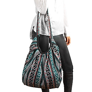 Large Tote Shoulder Bag for Women Casual Comfortable Market Groceries School Books Everyday Purse Travel (Geometric Blue)