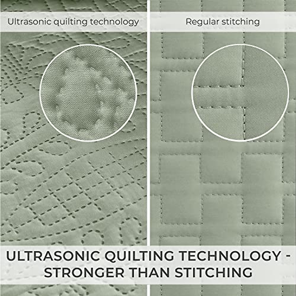 Mellanni Oversized King Bedspread Coverlet Set - King Size Bedding Cover with Shams - Ultrasonic Quilting Technology - 3 Piece King Quilt Bedding Set - Bedspreads & Coverlets (King, Olive Green)