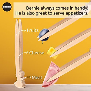 OTOTO Bernie Bunny Toaster Tongs - Rabbit Toast Tongs, Wooden Tongs For Toaster, Wooden Toaster Tongs - Multipurpose Mini Tongs For Appetizers, Wood Utensils & Cute Kitchen Gadgets