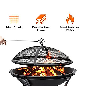 LDCHNH 22inch BBQ Grill Outdoor Wood Burning Fire Pit Stove Garden Patio Wood Log Barbecue Grill Cooking Tools Outdoor Camping