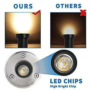 EAGLOD Low Voltage Landscape Lights with Connectors 1W LED Well Lights,12V-24V In-Ground Lights IP67 Waterproof 3000K Soft Warm White 100 Lumen for Landscape Up Lighting Garden Plant,Driveway(12Pack)