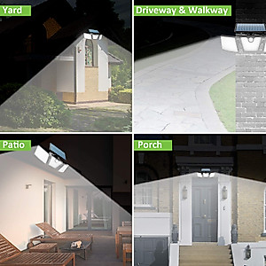 VICSOU 265 LEDs Solar Lights Outdoor, Upgraded Motion Sensor Security Light, 3 Adjustable Heads Spotlight 270° Wide Angle Super Bright Waterproof Flood Light for Garden Garage Patio Yard (2 Pack)