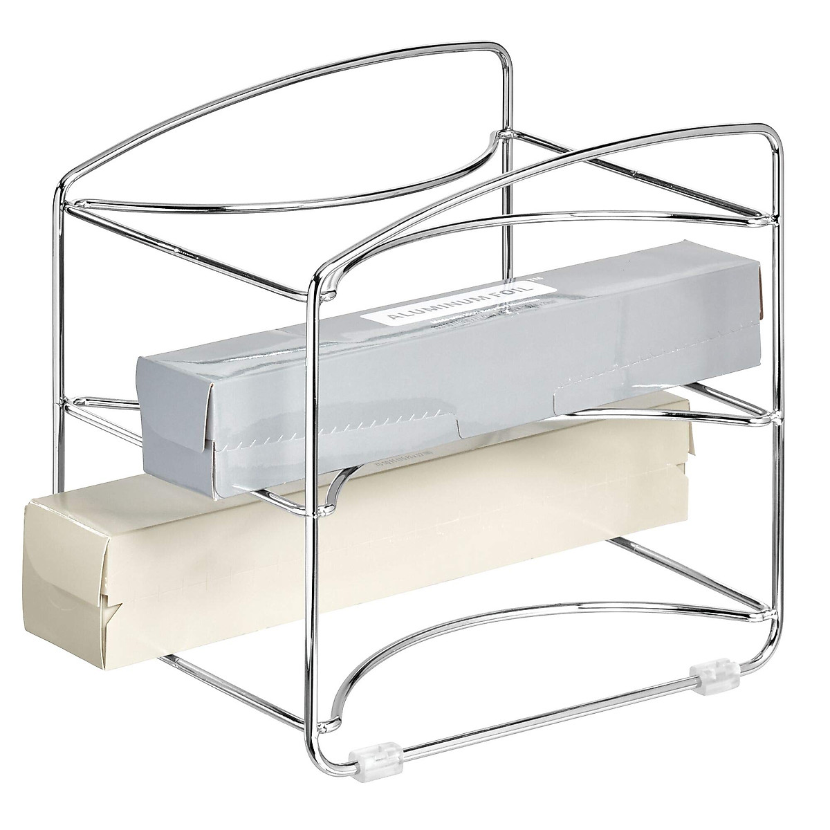 iDesign Classico Kitchen Organizer Rack for Aluminum Foil, Sandwich Bags, Plastic Wrap - 3 Shelves, Chrome