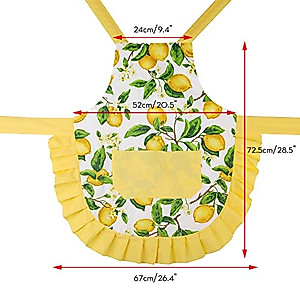 Thick Lemon Cotton Women's Kitchen Apron Adjustable Cooking Baking Garden Chef Apron with Pocket (Vintage style)
