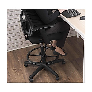 Stand Up Desk Store Sit to Stand Drafting Task Stool Chair for Standing Desks with Adjustable Footrest and Armrests (Black)