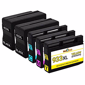 Houseoftoners Remanufactured Ink Cartridge Replacement for HP 932XL 933XL 932 XL 933 XL for HP Officejet Pro 7612 6700 6600 6100 7110 7610 Printer (2B/1C/1M/1Y, 5-Pack)