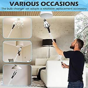 Trasylph 13FT Light Bulb Pole Changer for High Ceilings, Light Bulb Extension Pole Changer with Basket and Suction Cup, Light Bulb Removal Tool for Household Hanging Lights