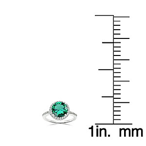 Ice Gems Sterling Silver Simulated Emerald and Cubic Zirconia Round Halo Ring, Size 8