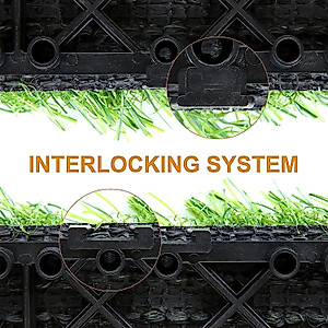 MNKNENG 9 Packs Artificial Grass Turf Tiles for Patio 12x12 Inches Fake Grass for Patio Self-draining Interlocking Grass Tiles for Balcony Backyard Patio Indoor Outdoor Flooring Lawn