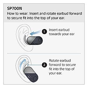 Sony WF-SP700N/W True Wireless Splash-Proof Noise-Cancelling Earbuds with Built-In Microphone (White), 5 x 2.4 x 6 inches