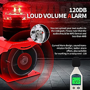 SF-513 (DC 12V~24V) Industrial Sound and Light Alarm Emergency Warning Light Outdoor Waterproof Alarm Horn Siren Safety Voice Strobe Flash 120dB Waterproof… (AC 220V)