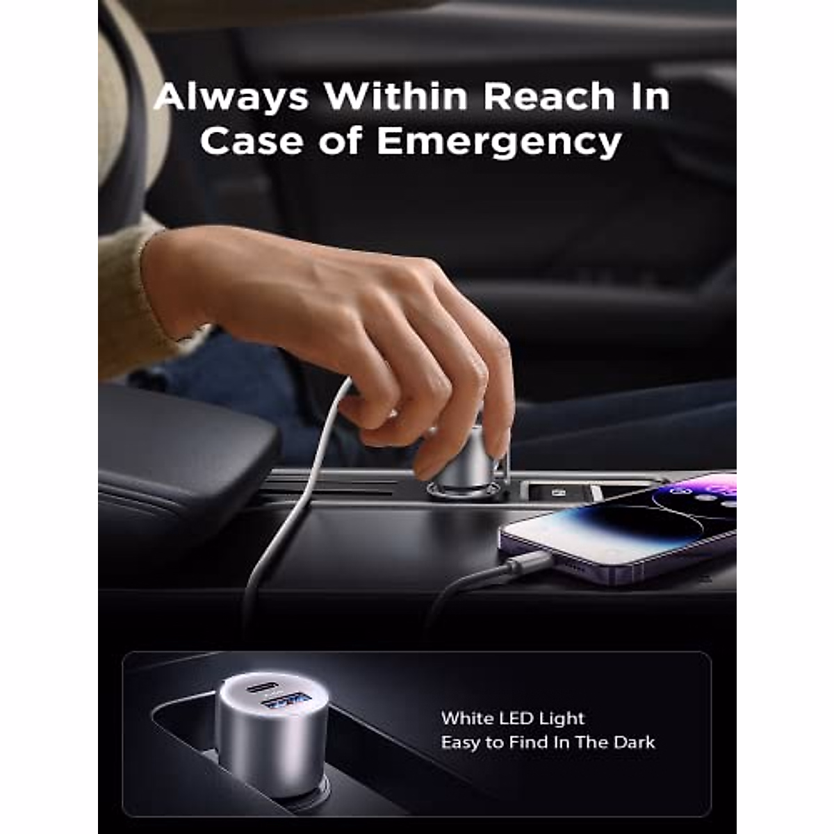 LISEN PD45W&QC24W USB C Car Charger Samsung Car Charger, 3 in 1 Super Fast Charging Adapter