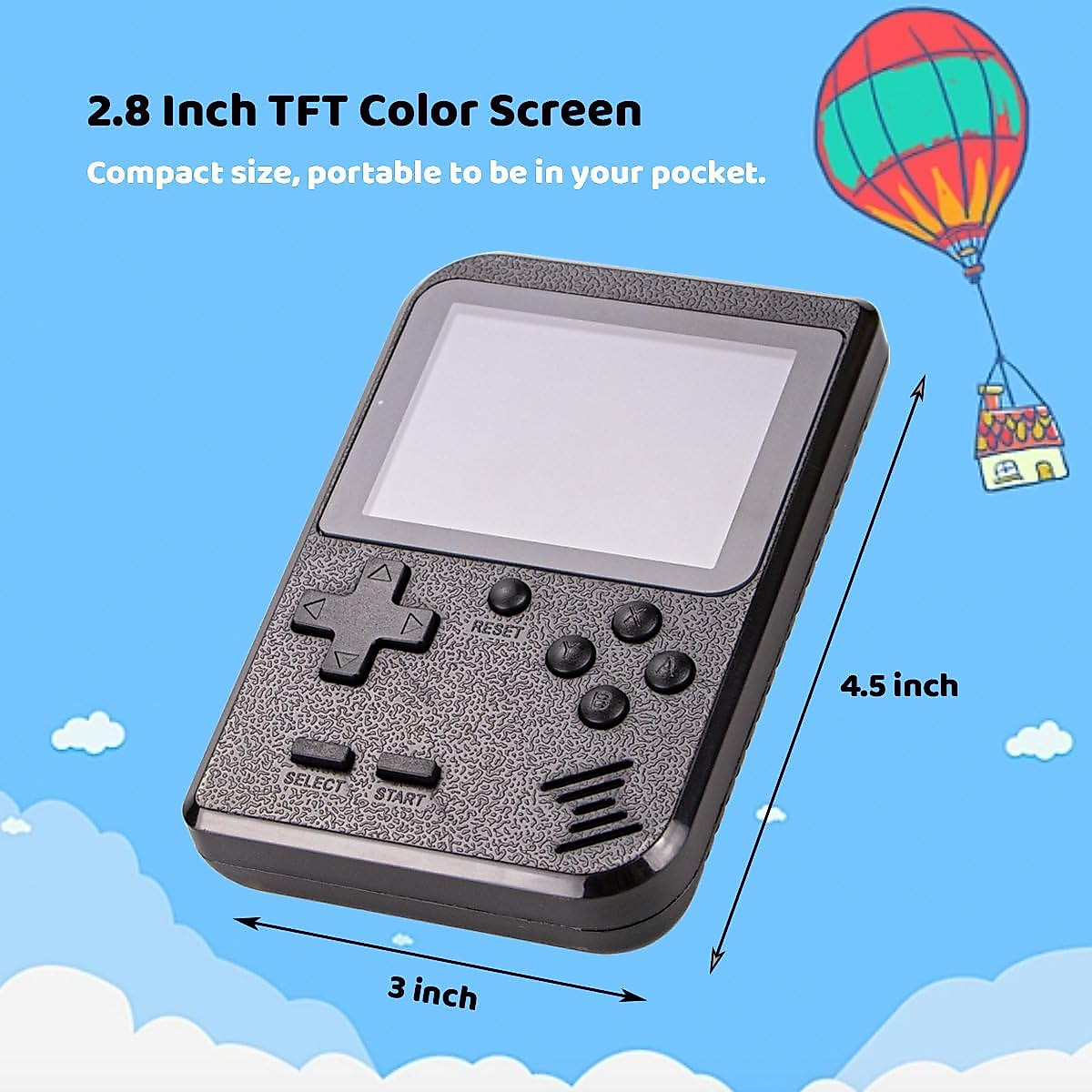 Handheld Games Console with 400 Classic Games, Handheld Video Game Console with Rechargeable Battery, Retro Gaming Console for Kids, Christmas Birthday Present Game Toy for Boy Girl Children