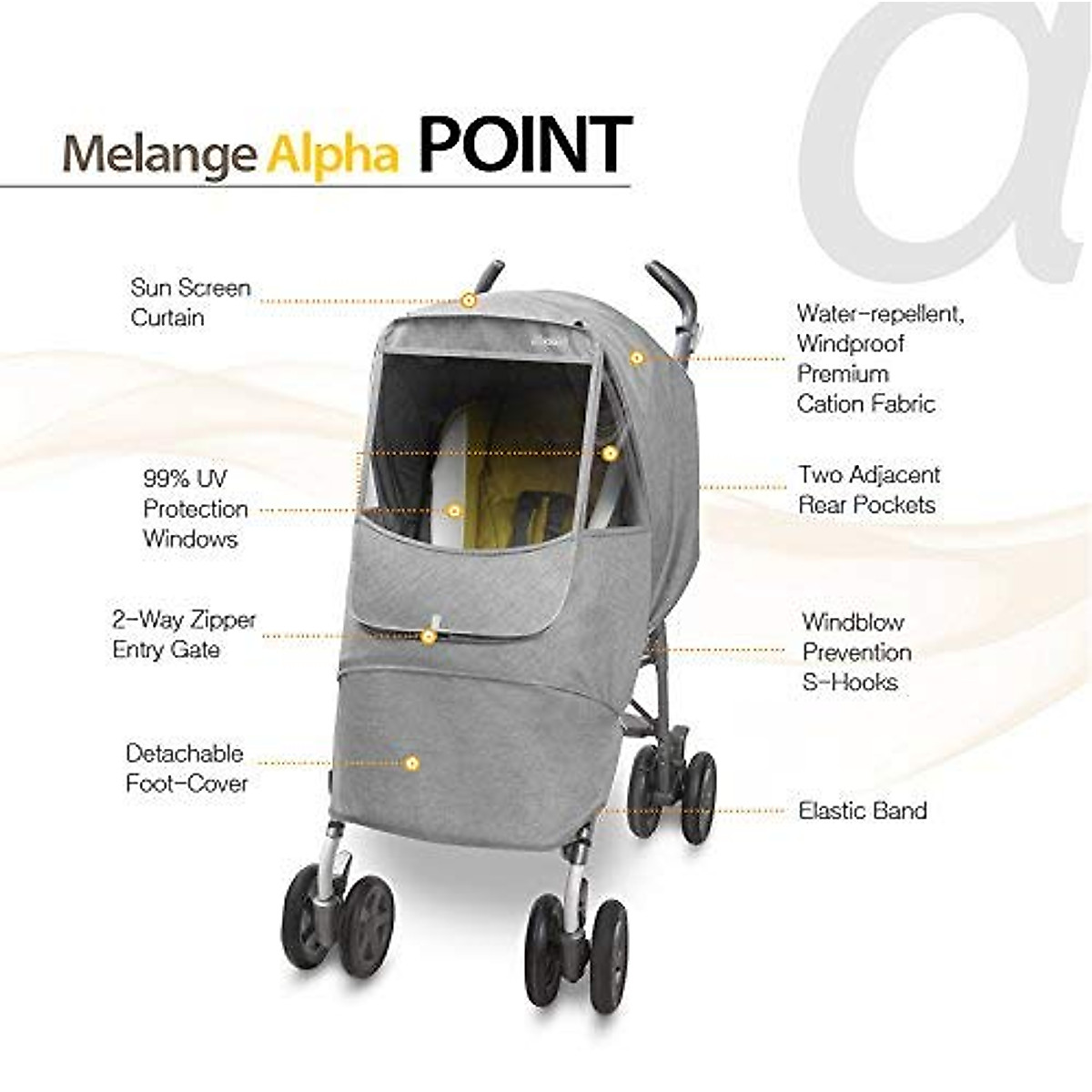 Manito Melange Alpha Stroller Weather Shield (Black)