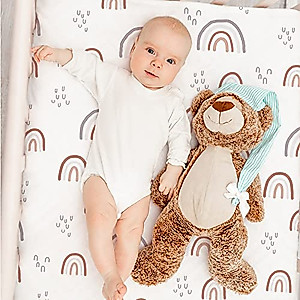 Gllquen Baby Bassinet Crib Sheets Set, Breathable Cozy Fitted Mattress Sheet, Elastic Travel Crib Fashionable Floral Pattern, Standard Cradle Safe Sheets for Baby Boy Girls 32"X16" (Rainbow)